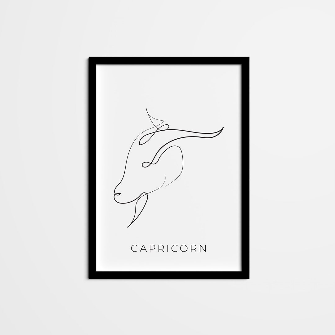 Capricorn Line Art Digital Print, Horoscope Home Decor, Zodiac Sign ...
