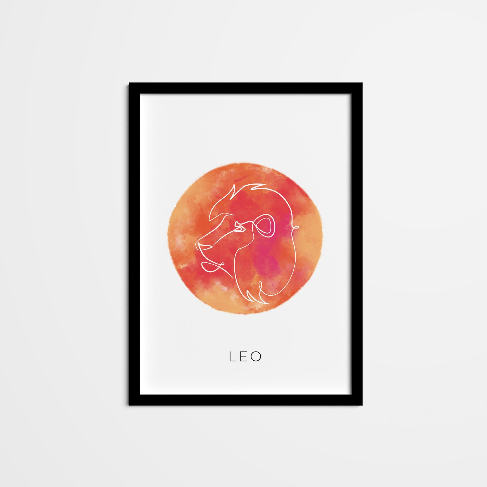 Abstract Leo Line Art Drawing, Horoscope Wall Art, Zodiac Sign ...