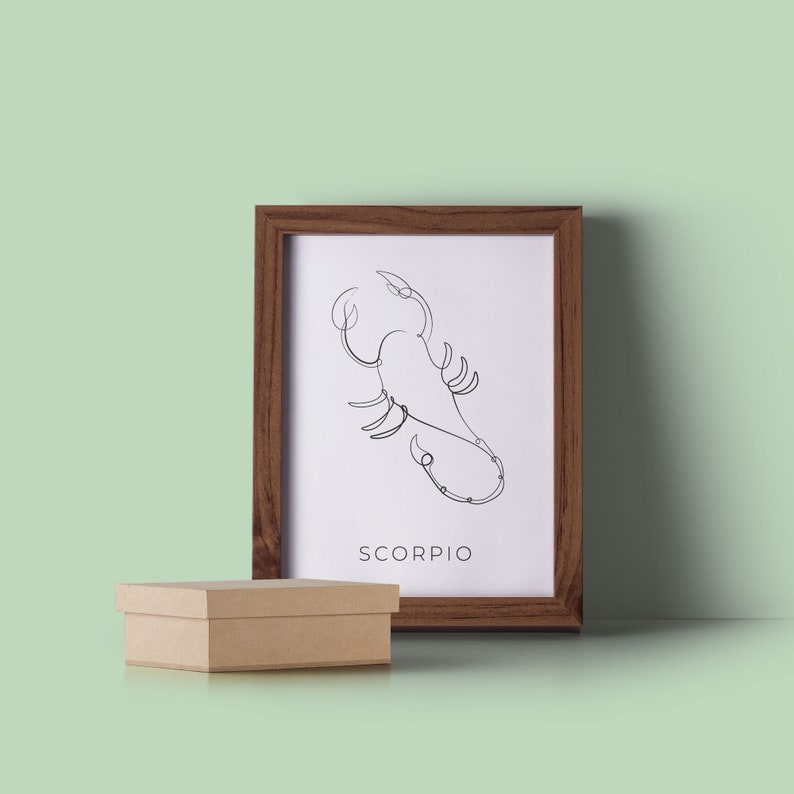 Abstract Scorpio Line Art Drawing, Horoscope Wall Art, Zodiac Sign ...