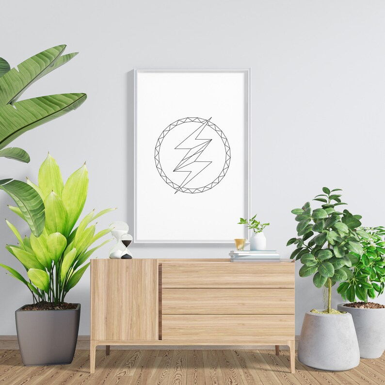 Geometric Thunder Wall Art Minimalist Home Decor Black & - Etsy