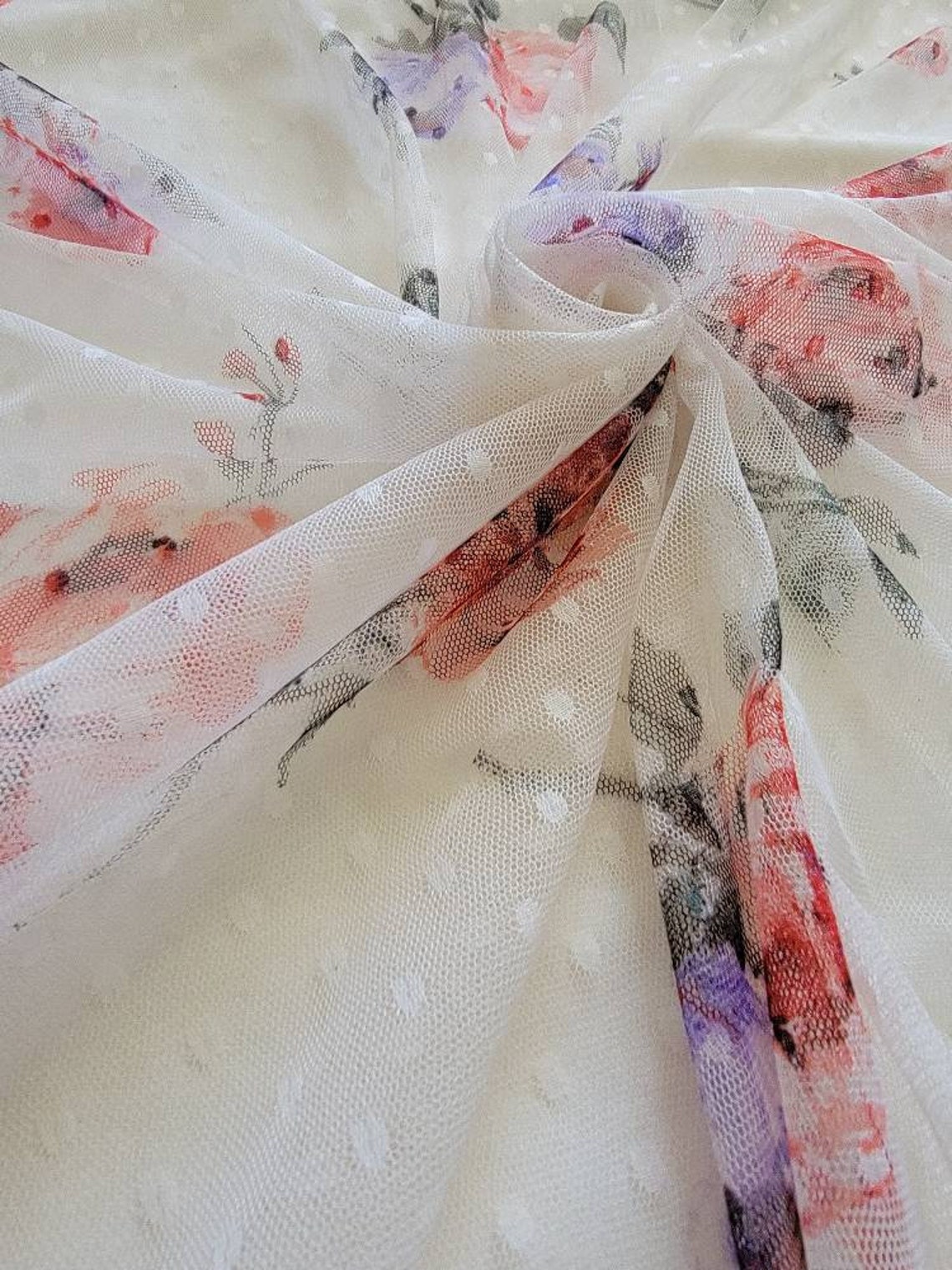 Floral Power Meshpolka Dot Power Mesh Ivory Multi Color - Etsy