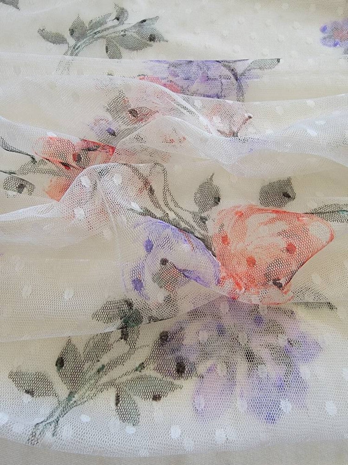 Floral Power Meshpolka Dot Power Mesh Ivory Multi Color - Etsy