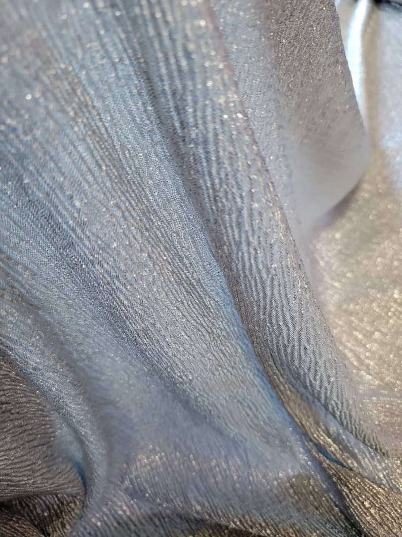 Crinkle Metalic Silver Stretch Fabric Sold by the Yard | Etsy