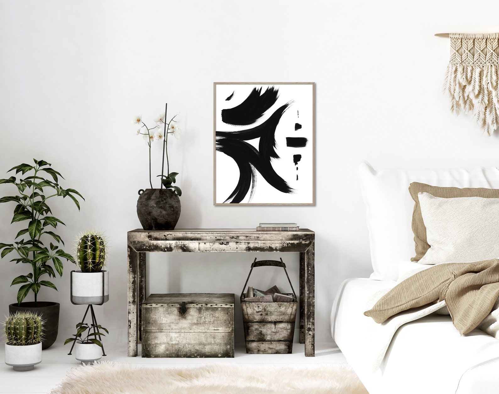 Feng Shui Printable Wall Art, Zen Acrylic Painting, Abstract Brush ...