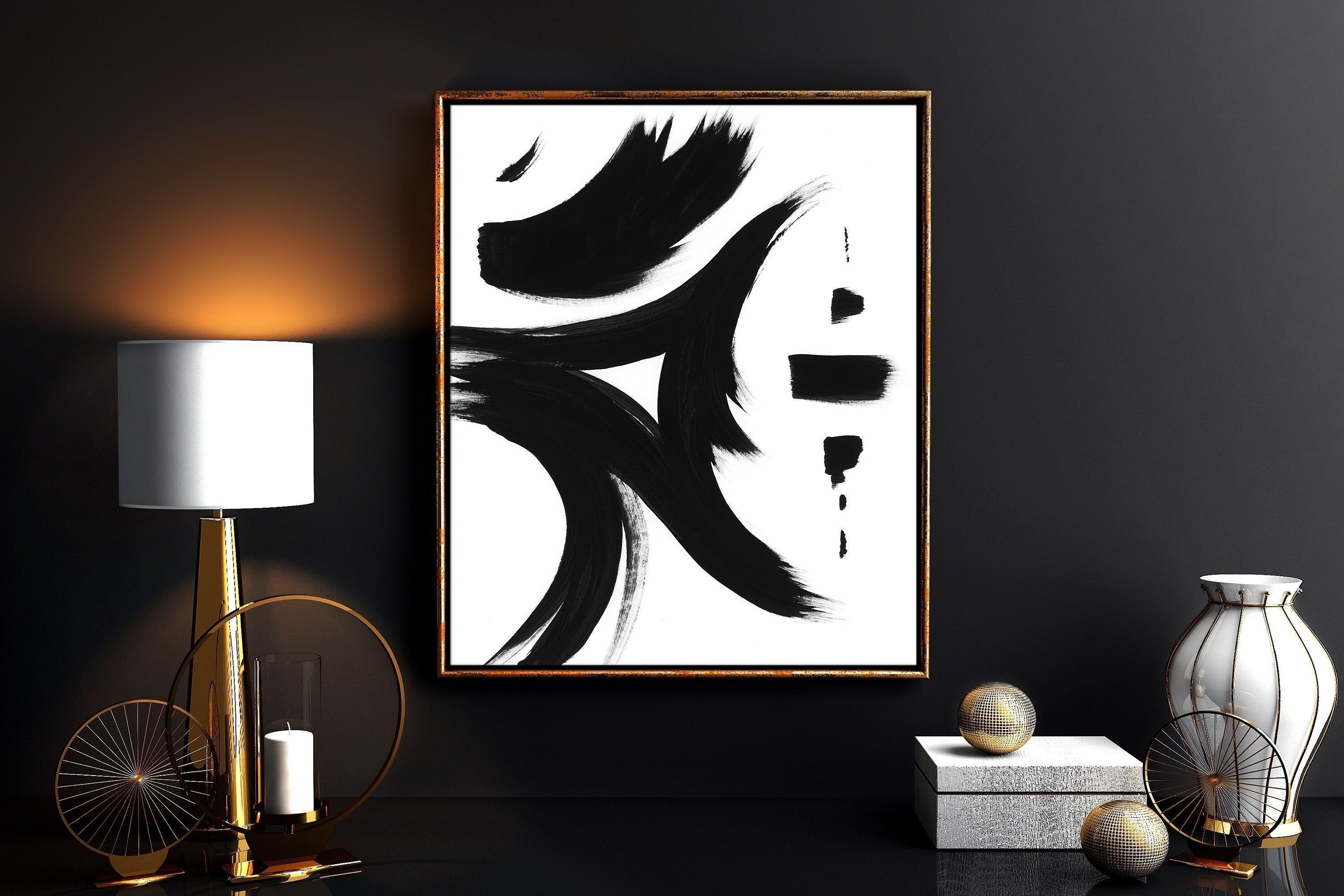 Feng Shui Printable Wall Art, Zen Acrylic Painting, Abstract Brush ...