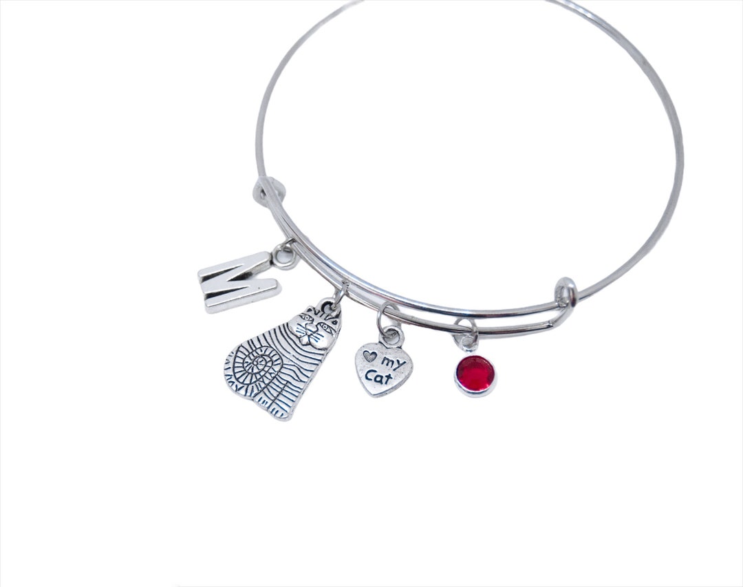 Cat Bracelet Cat Jewelry Personalized Cat Bangle Kitten Bangle Kitty ...