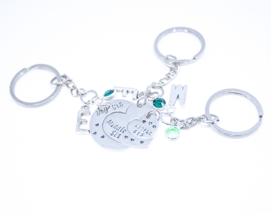 3 Sisters Big Sis Middle Sis Little Sis Keychains Set Sisters Keyring ...