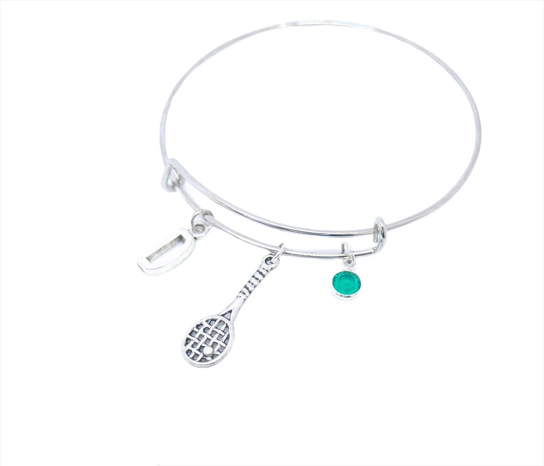 Tennis Racket Bracelet W/ Birthstone Tennis Bangle Bracelet Sports ...