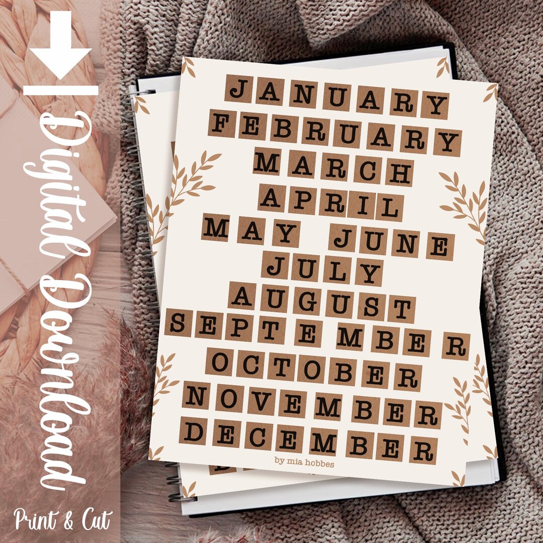 Monthly Stickers Month Name Clipart PNG & SVG Icons for Planners Cricut ...