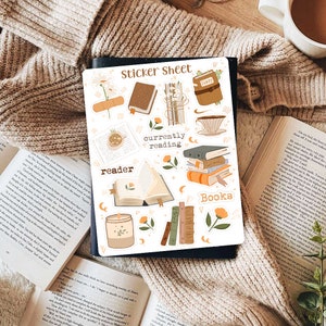 Reading Journal Book Printable Sticker Sheet , Bookish Digital Stickers ...