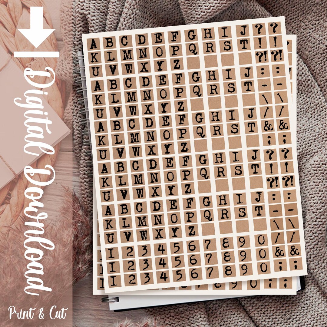 Printable Alphabet Letter Sticker Sheet in Kraft Paper Planners and ...