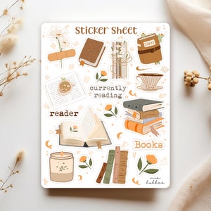 Reading Journal Book Printable Sticker Sheet , Bookish Digital Stickers ...
