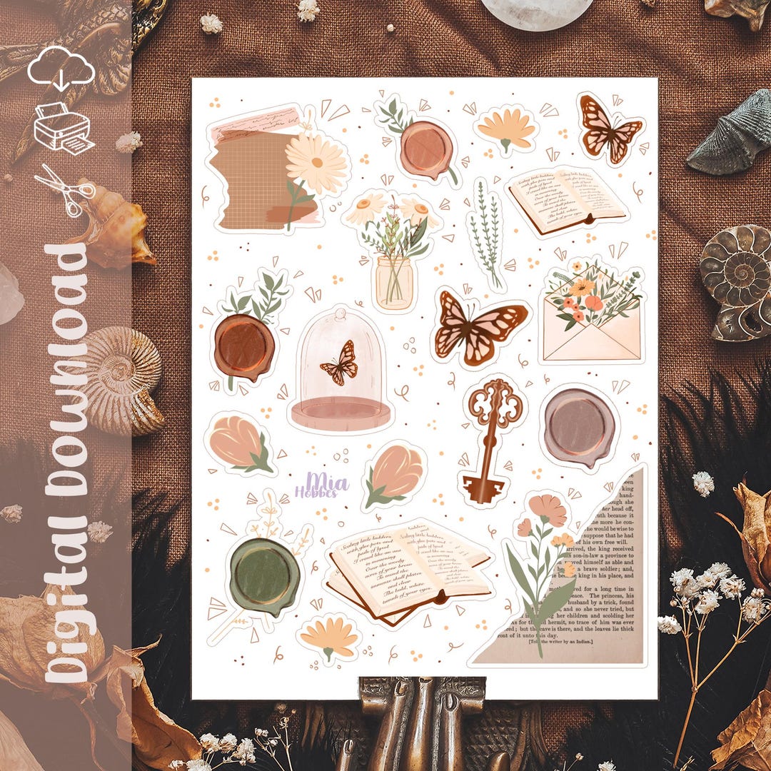 Light Academia Printable Sticker Sheet | Light Academia Digital ...