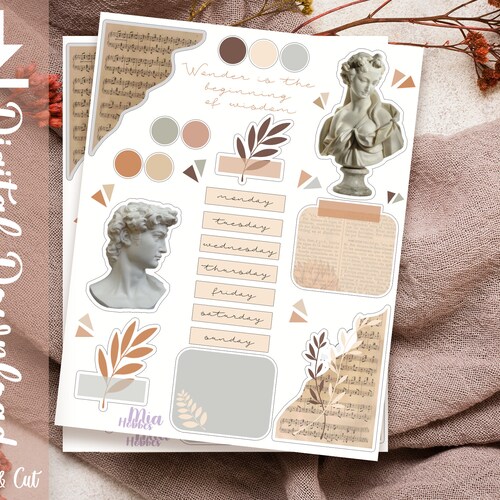 Dark Academia Sticker Kit Printable PDF Bujo Stickers A5 - Etsy