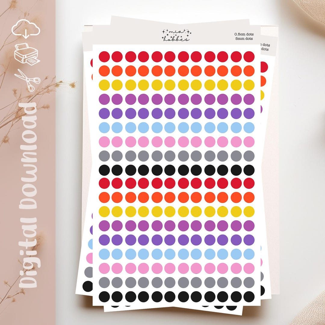 PRINTABLE 5mm Dot Circle Stickers | Color Code Dot Stickers for ...