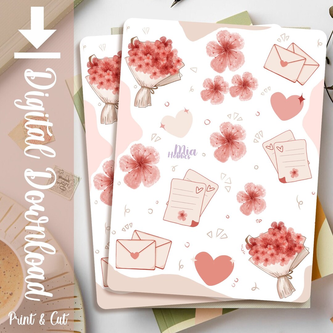 Cherry Blossom Printable Sticker Sheet to Decorate Your Journal ...