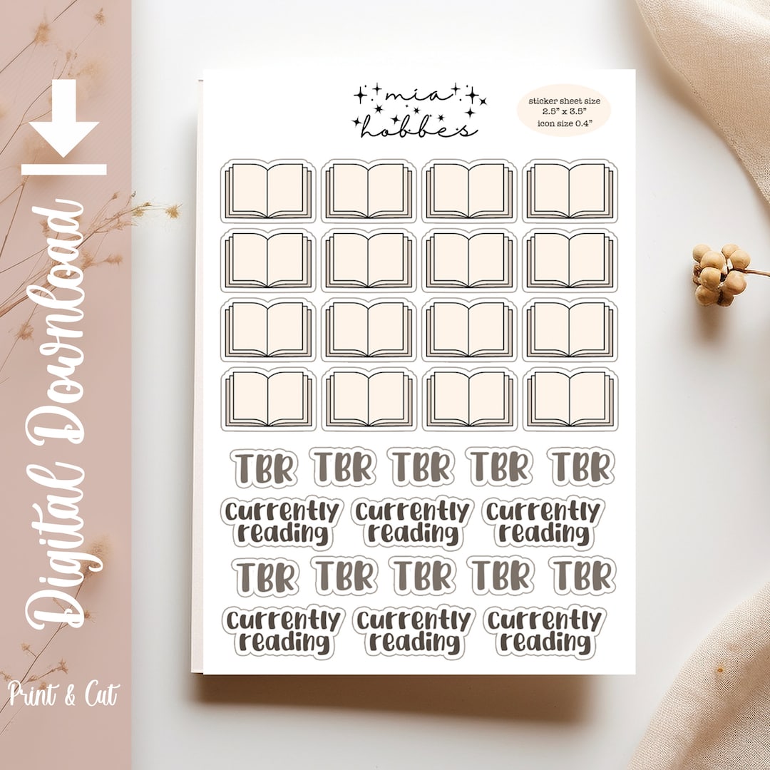 PRINTABLE Books Sticker Sheet for Readers , Book Icons Sticker Sheet ...