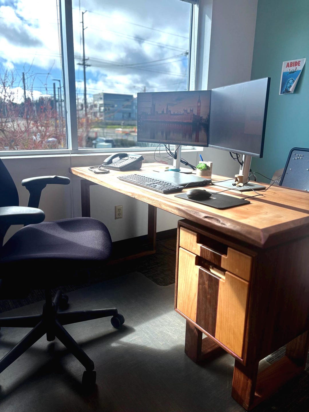 Custom Walnut + Maple Office Desk With Cabinent. - Etsy