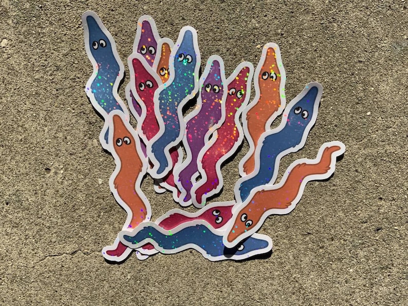 Worm on a Stickers - Etsy