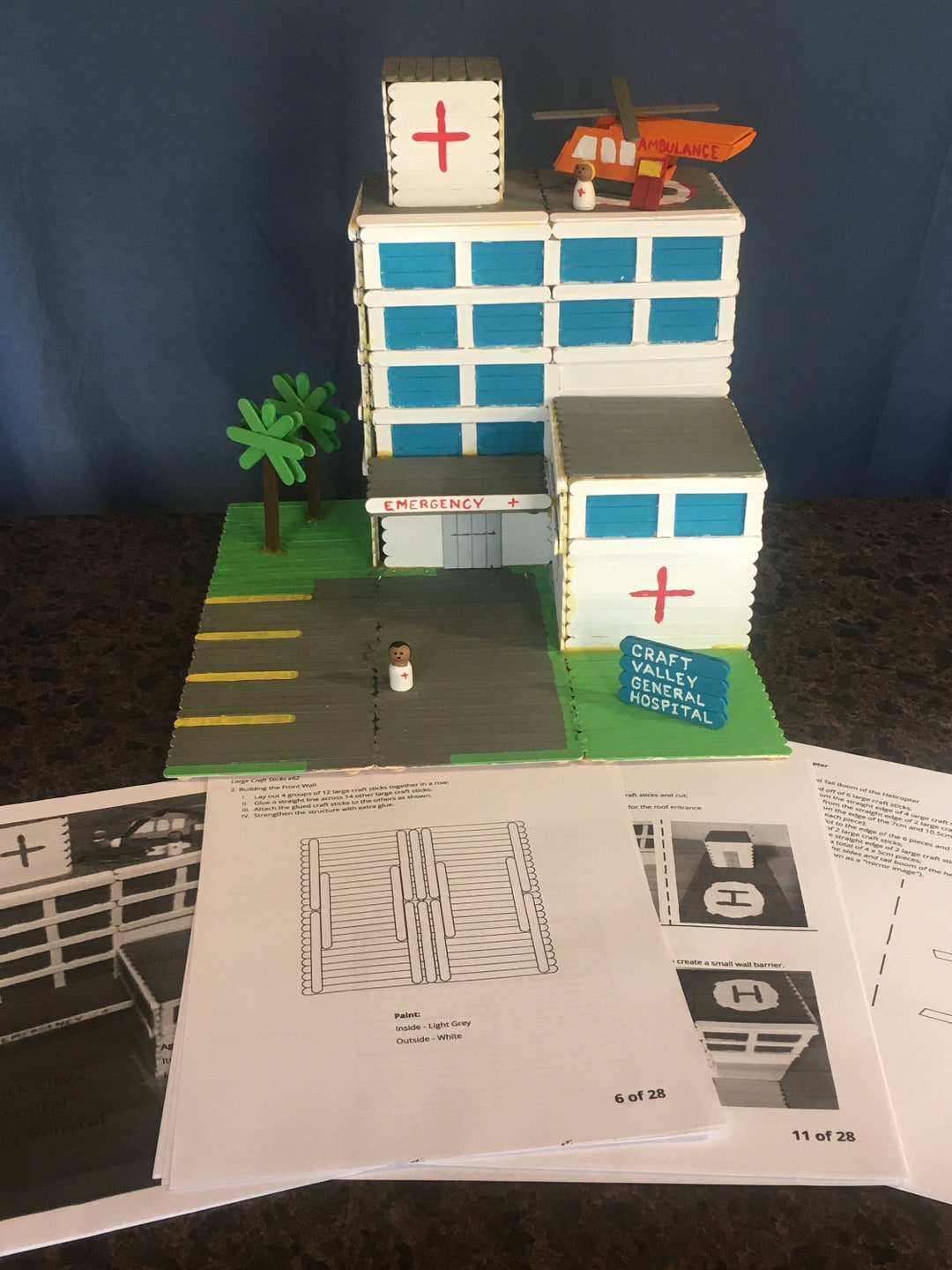 Craft Stick City - Building 04 - Hospital Instruction Manual - Etsy