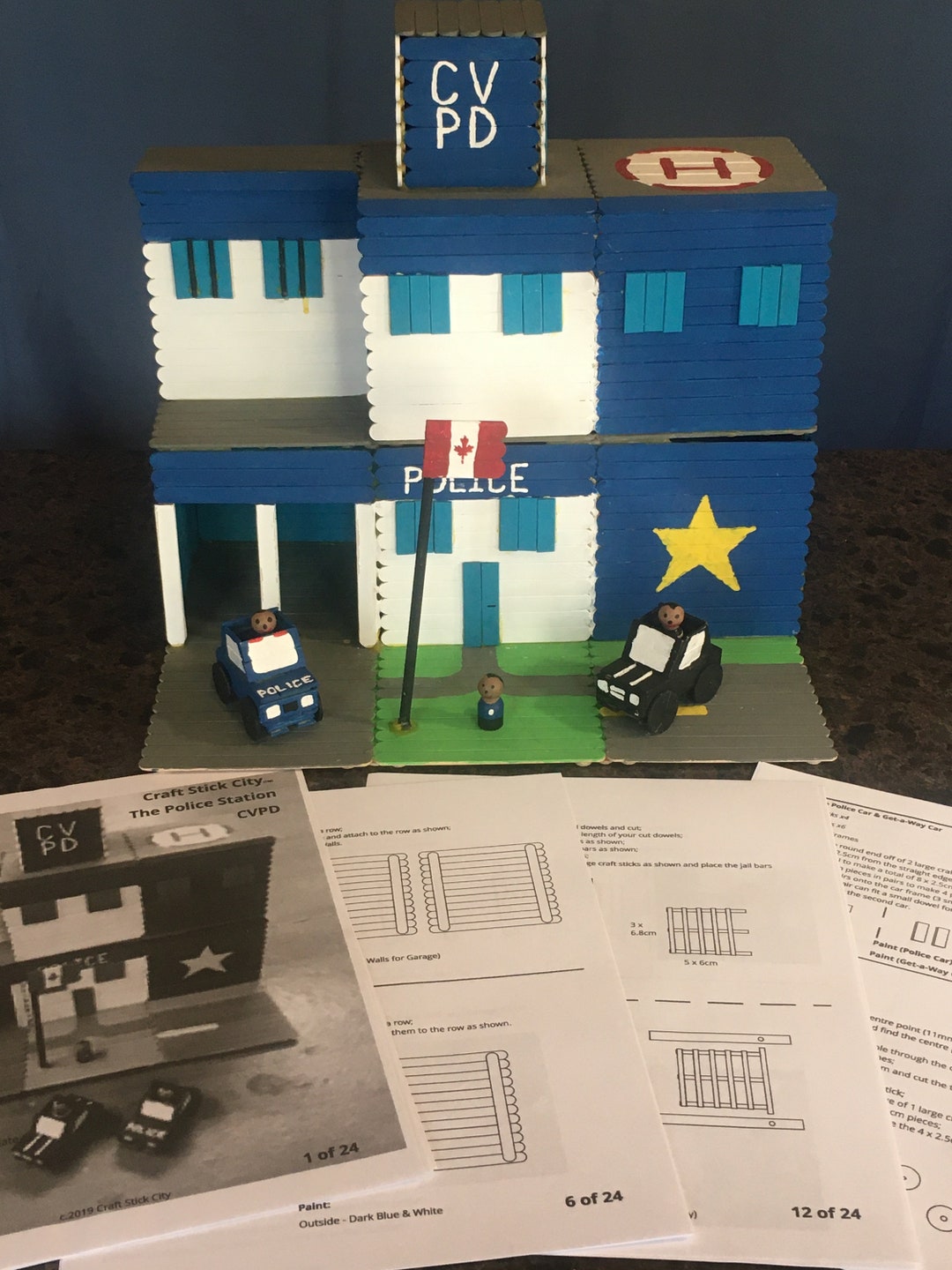 Craft Stick City - Building 2 - Police Department Instruction Manual - Etsy