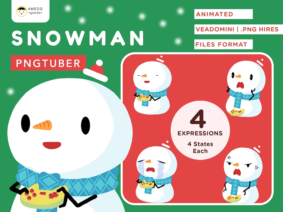 Pngtuber Snowman Premade Vtuber Gamer Christmas Pngtuber Cute Snowman ...