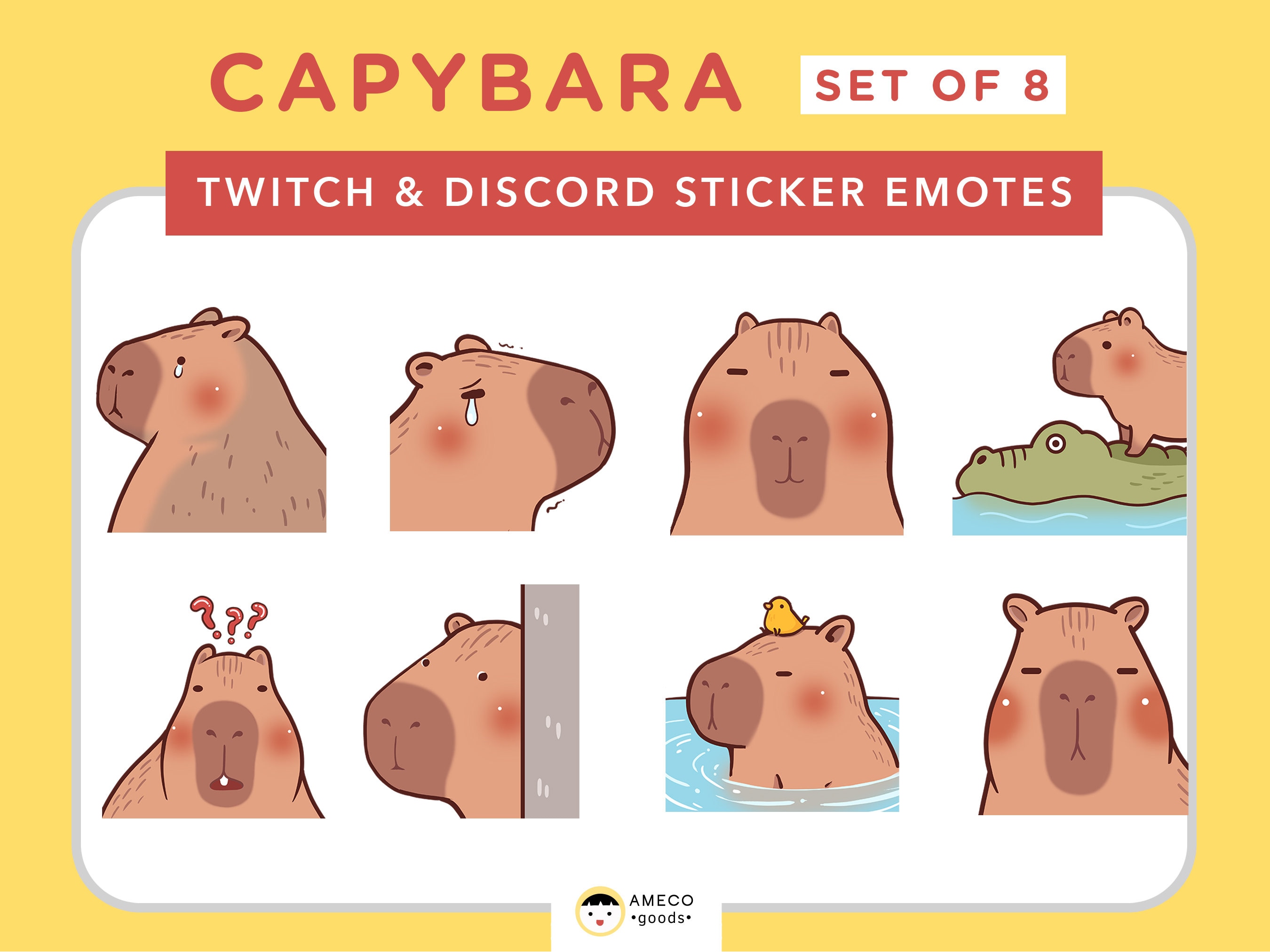 Capybara Sticker Set Cute Discord Twitch Emotes Sticker Capybara Twitch ...