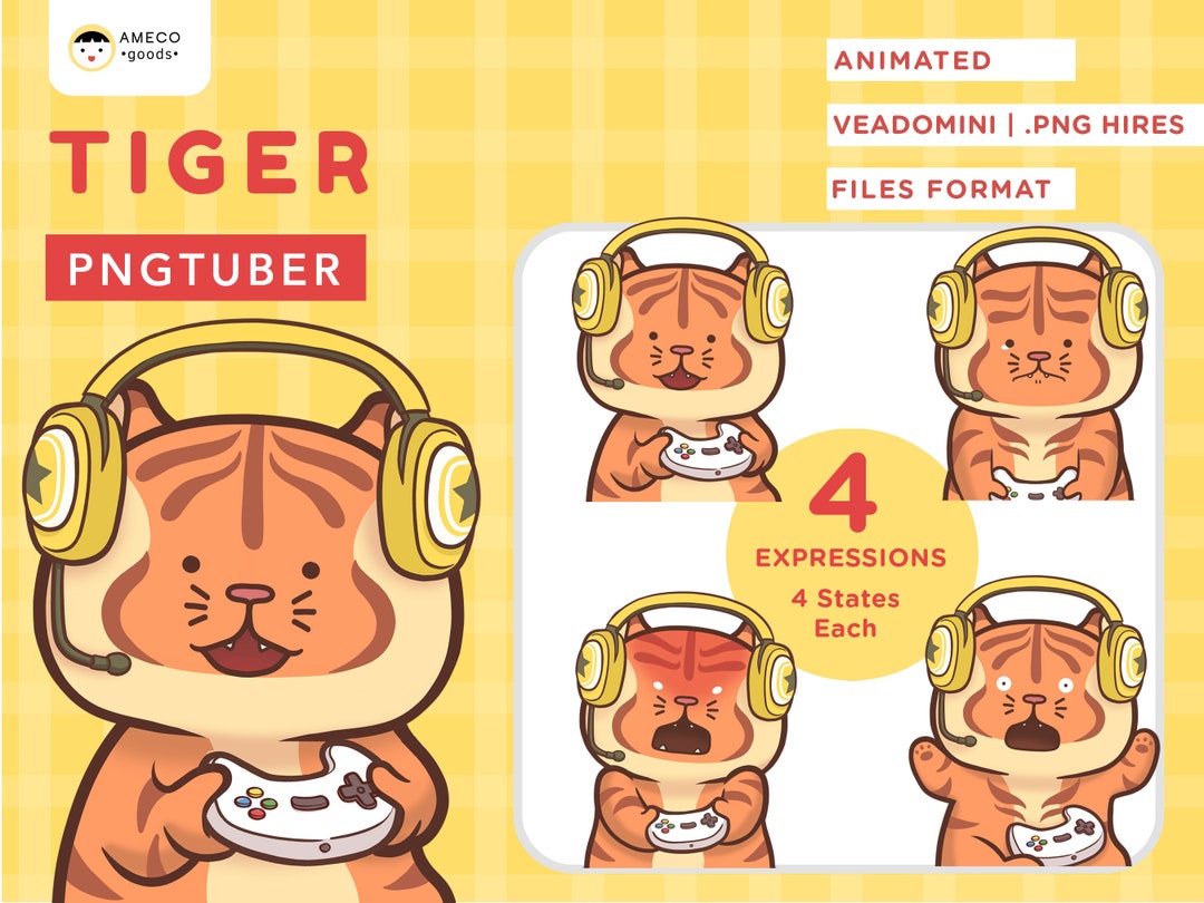 Pngtuber Cute Tiger Premade Vtuber Gamer Tiger Pngtuber Cute Tiger ...