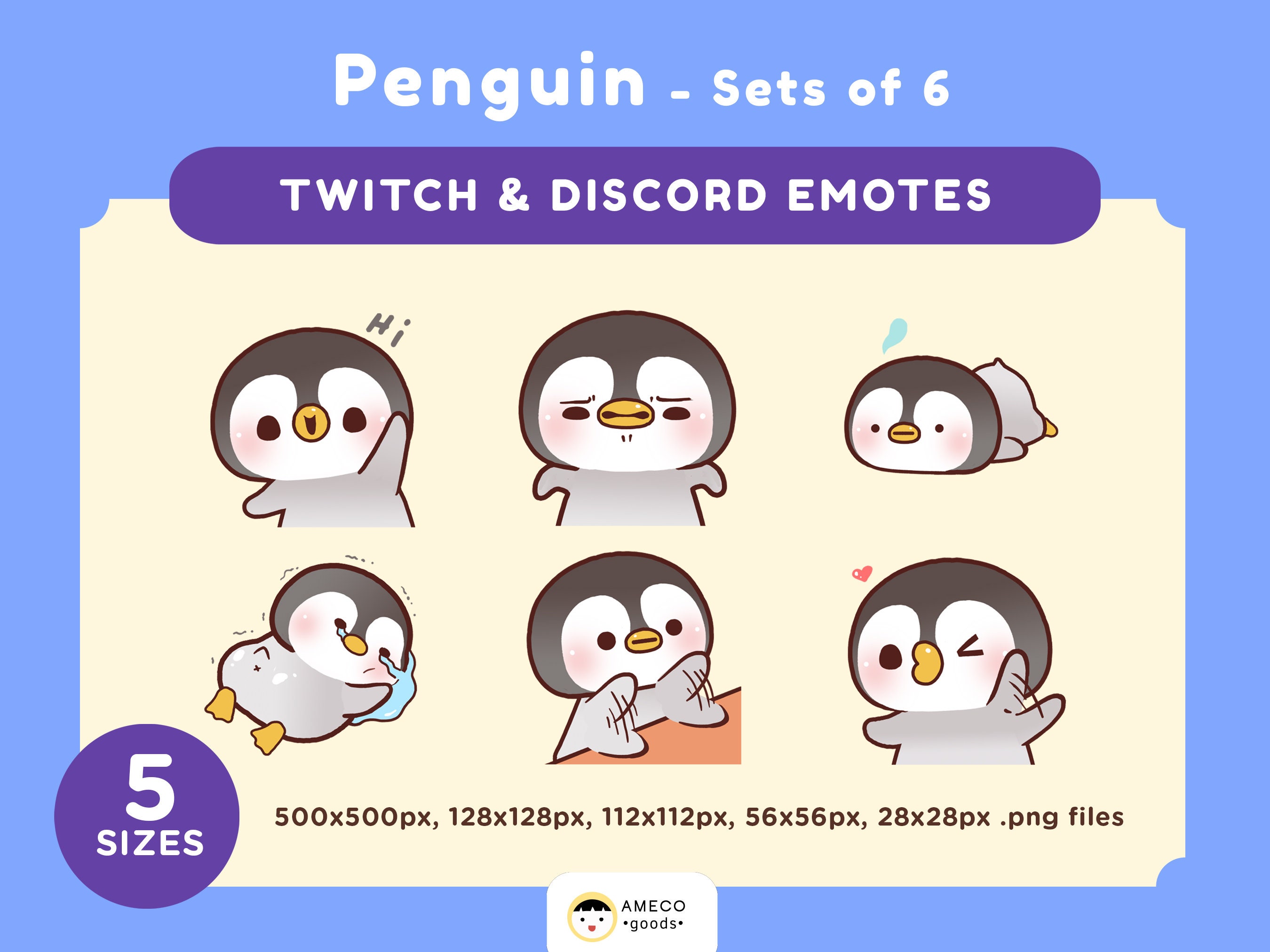 Twitch Emotes Animal Penguin Discord Emotes Cute PNG Sticker - Etsy