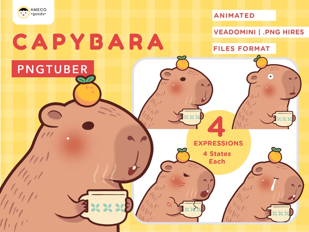 Pngtuber Cute Cavy, Premade Vtuber Capybara, Pngtuber Cute Capybara, Twitch Streamer Pngtuber ...