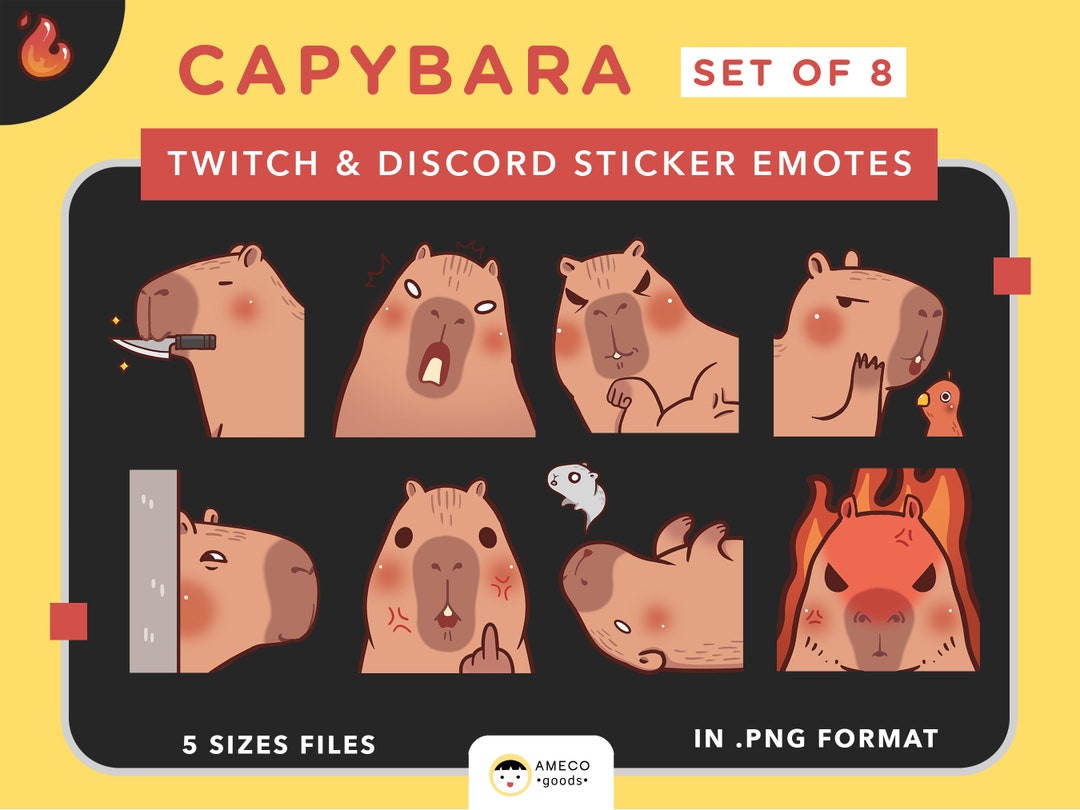 Cute Sticker Set Capybara Discord Twitch Emotes Sticker Capybara Twitch ...