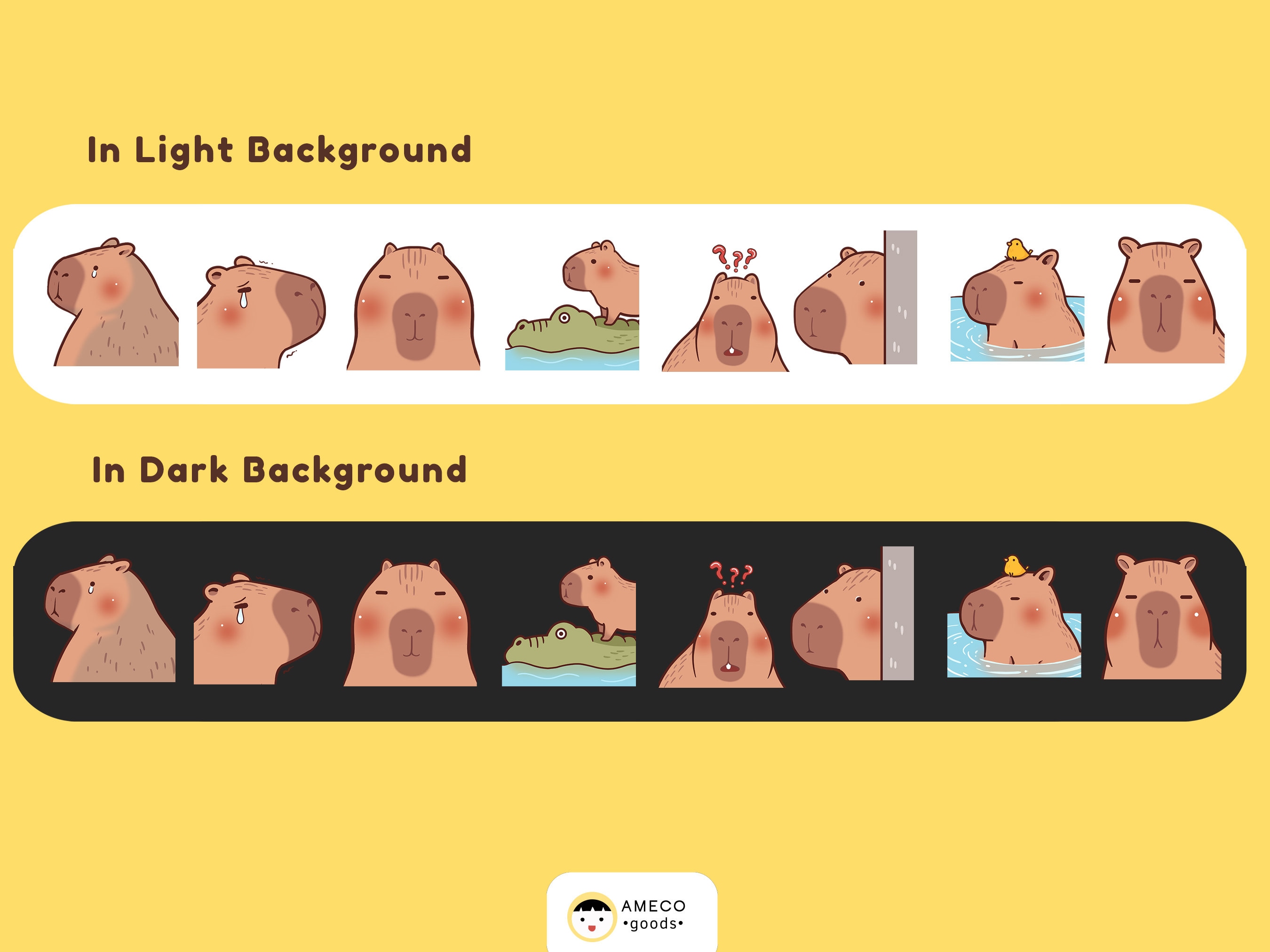 Capybara Sticker Set Cute Discord Twitch Emotes Sticker Capybara Twitch ...