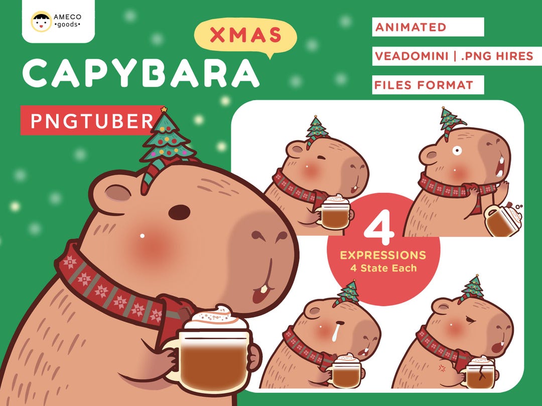Pngtuber Xmas Cavy Premade Vtuber Capybara Pngtuber Cute Capybara ...