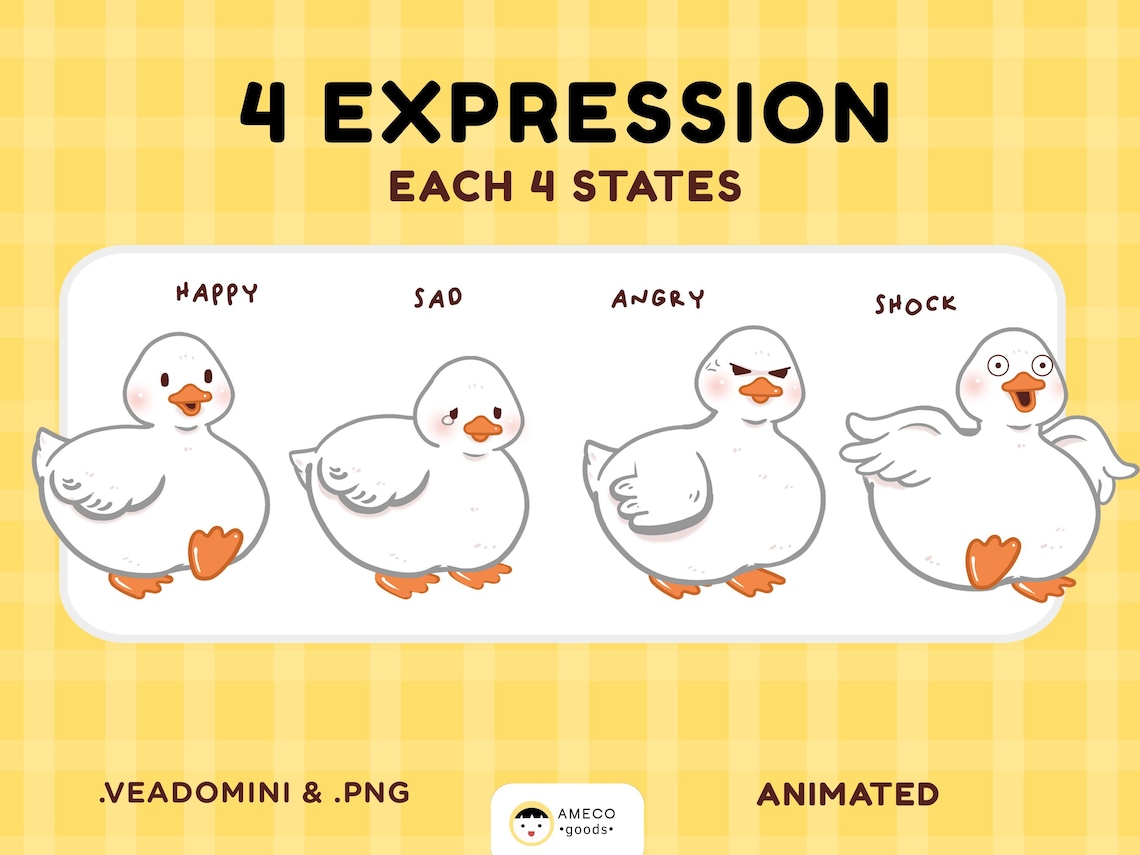 PNG Vtuber Animal: Duck Pngtuber Model, With 4 Expression (each 4 ...