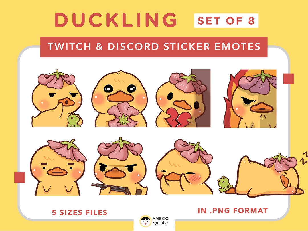 Duck Sticker Set Cute Discord Twitch Emotes Sticker Duckling Twitch ...