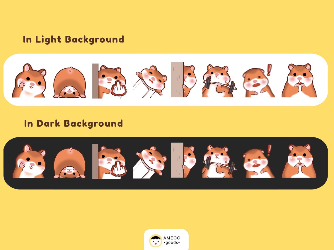 Cute Sticker Set Hamster Discord Twitch Emotes Sticker Hamster Twitch ...