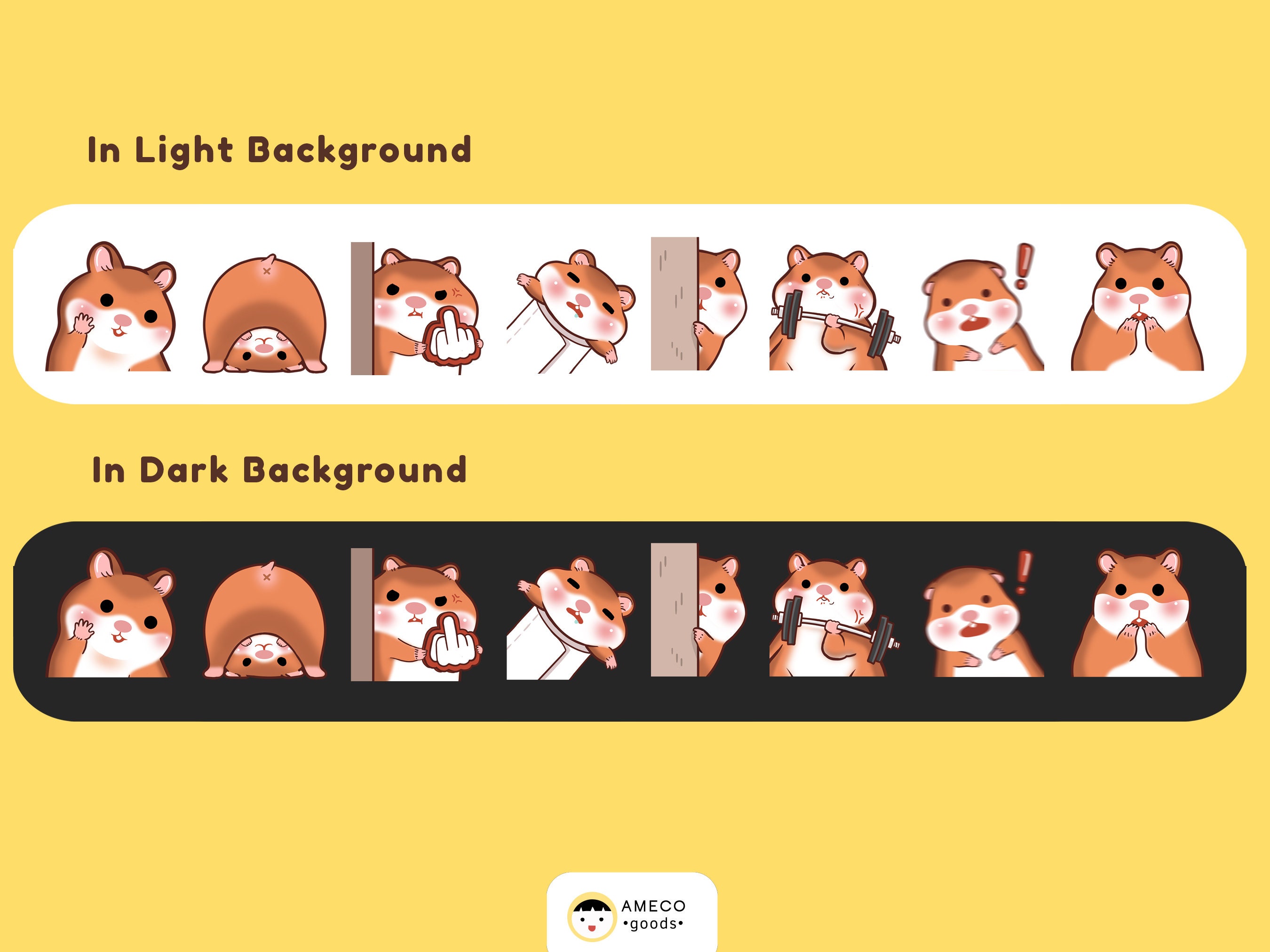 Cute Sticker Set Hamster Discord Twitch Emotes Sticker Hamster Twitch ...