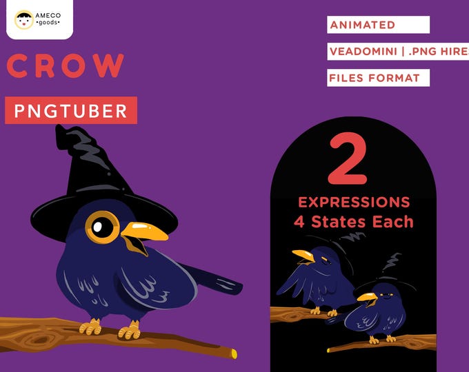 Crow Pngtuber | Crow | Cute Vtuber Model | Bird | Chibi | Twitch ...