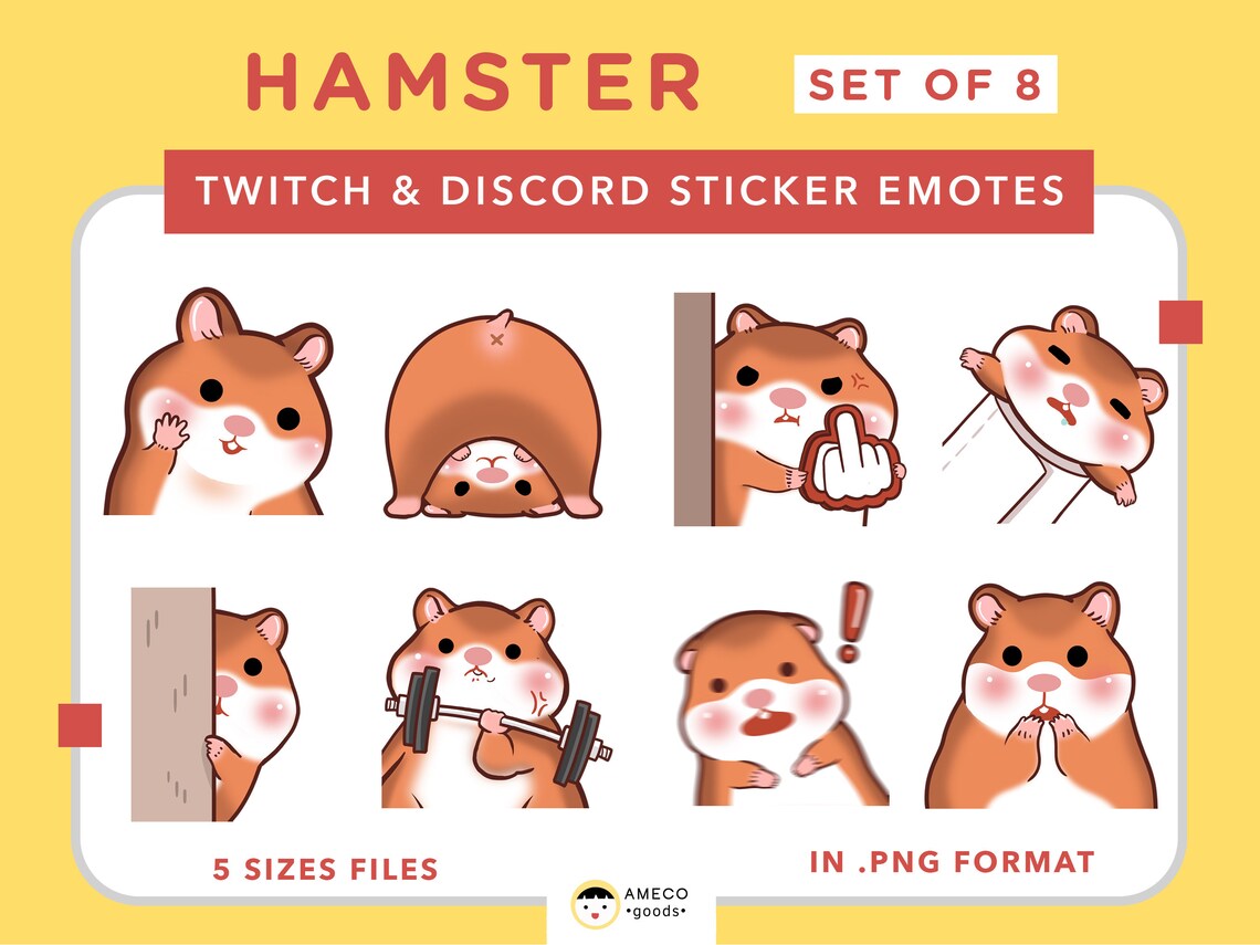 Cute Sticker Set Hamster Discord Twitch Emotes Sticker Hamster Twitch ...