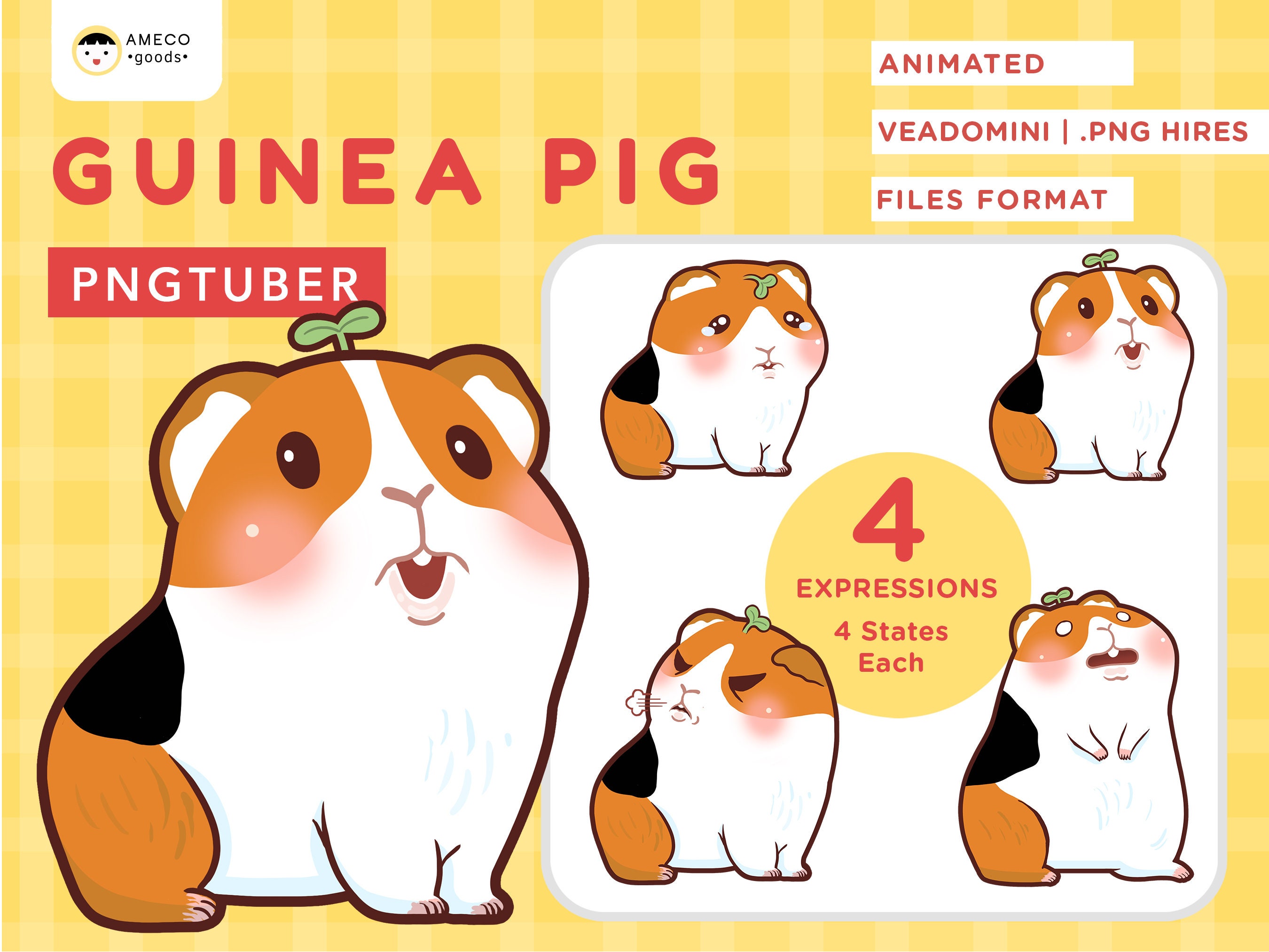 Pngtuber Cute Premade Vtuber Streamer Avatar Pngtuber Cute Guinea Pig ...