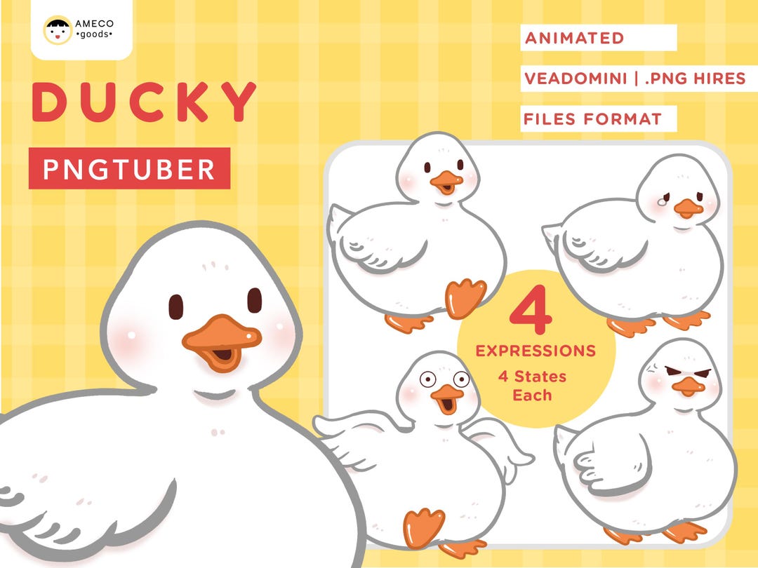 Pngtuber Cute Duck for Streamer, 2D Avatar Twitch Pngtuber, Duck Avatar ...