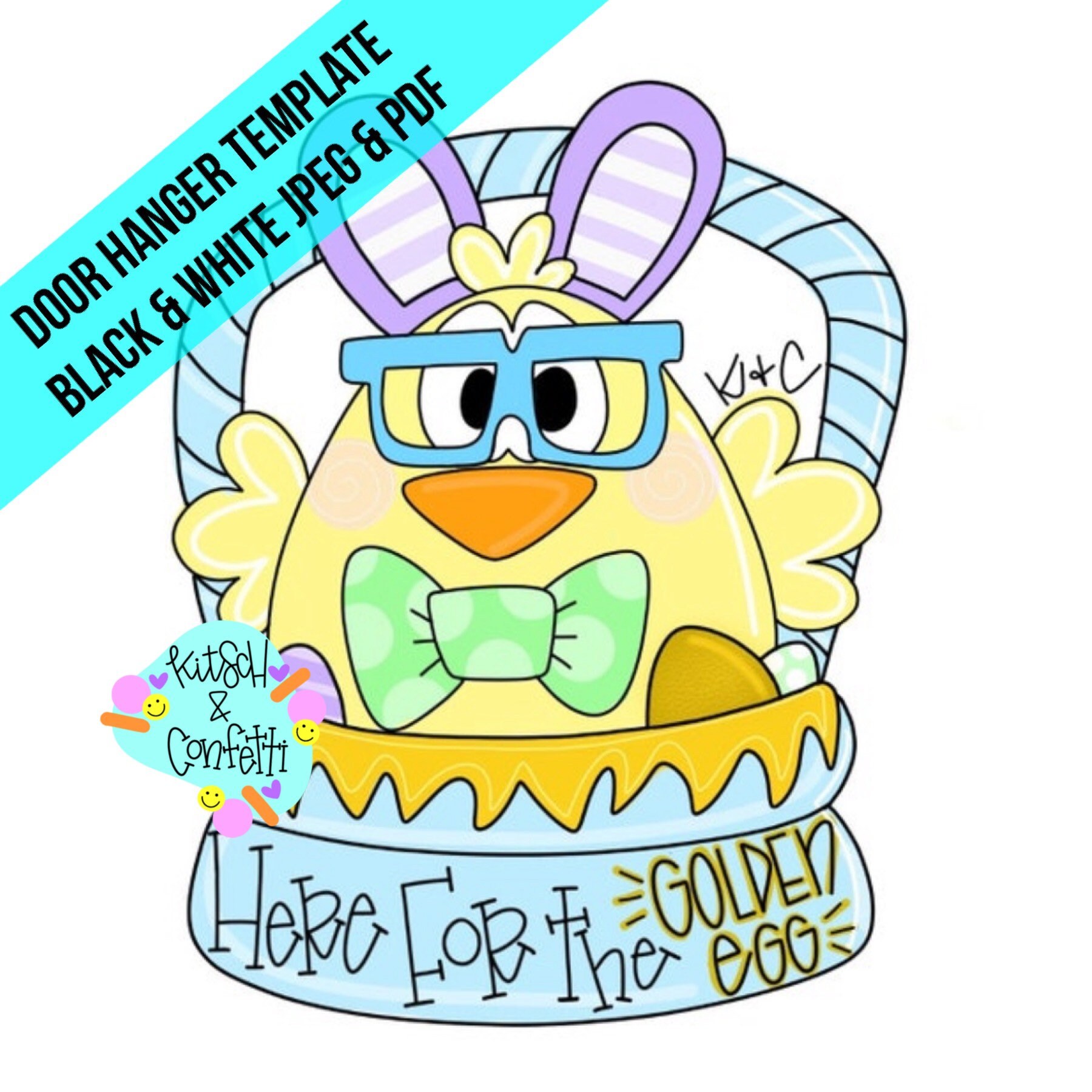 TEMPLATE: Easter Door Hanger Template Easter Bunny Door - Etsy