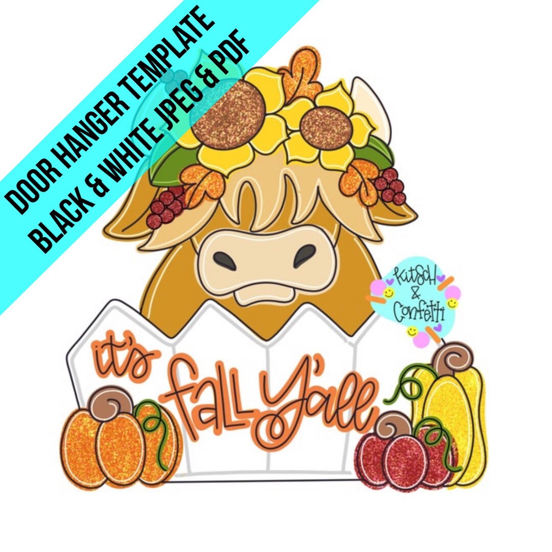 TEMPLATE: Highland Cow Door Hanger Template, Farm Door Hanger Template ...