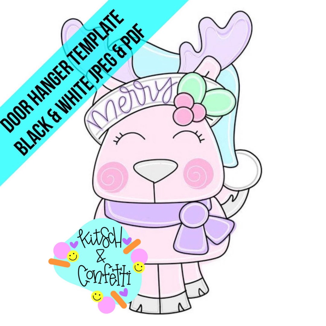 TEMPLATE: Christmas Door Hanger Template, Reindeer Door Hanger Template ...