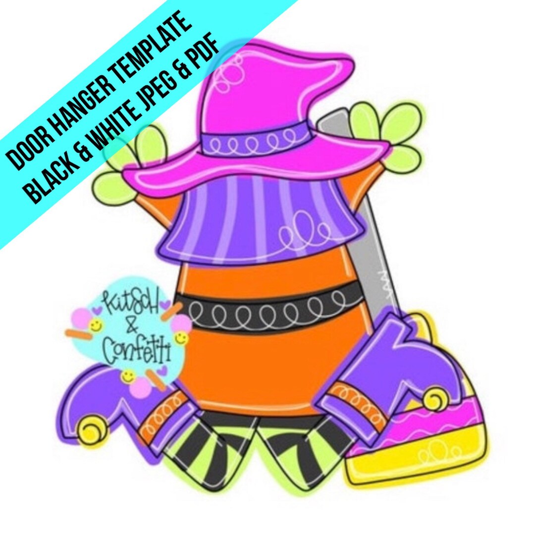 TEMPLATE: Halloween Door Hanger Template, Witch Door Hanger Template - Etsy