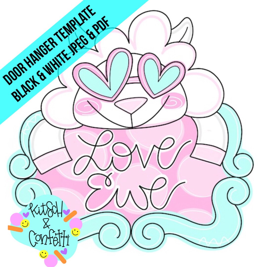 TEMPLATE: Valentines Door Hanger Template, Vday Door Hanger Template ...