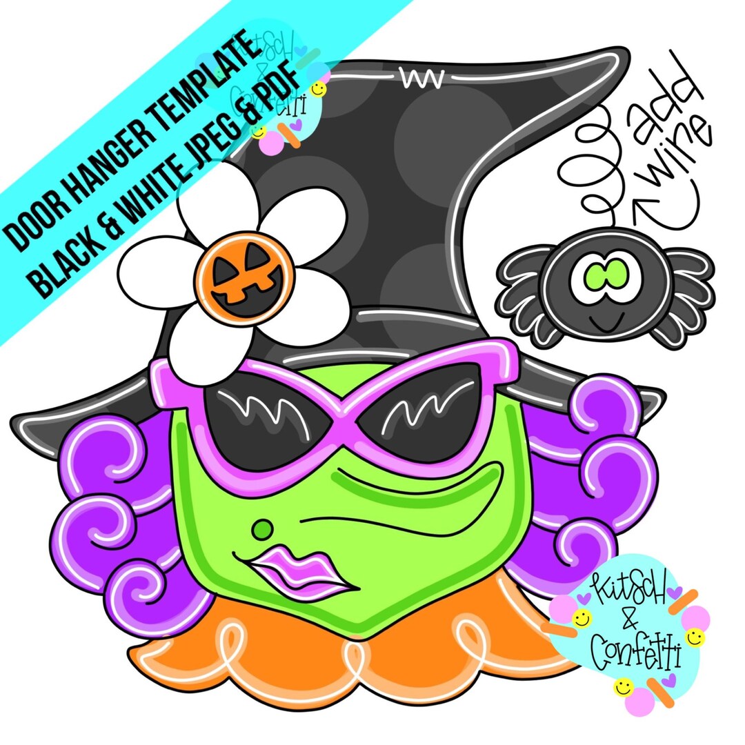 TEMPLATE: Halloween Door Hanger Template, Witch Door Hanger Template - Etsy