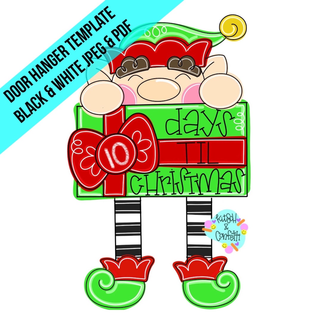TEMPLATE: Christmas Door Hanger Templates, Elf Door Hanger Templates ...