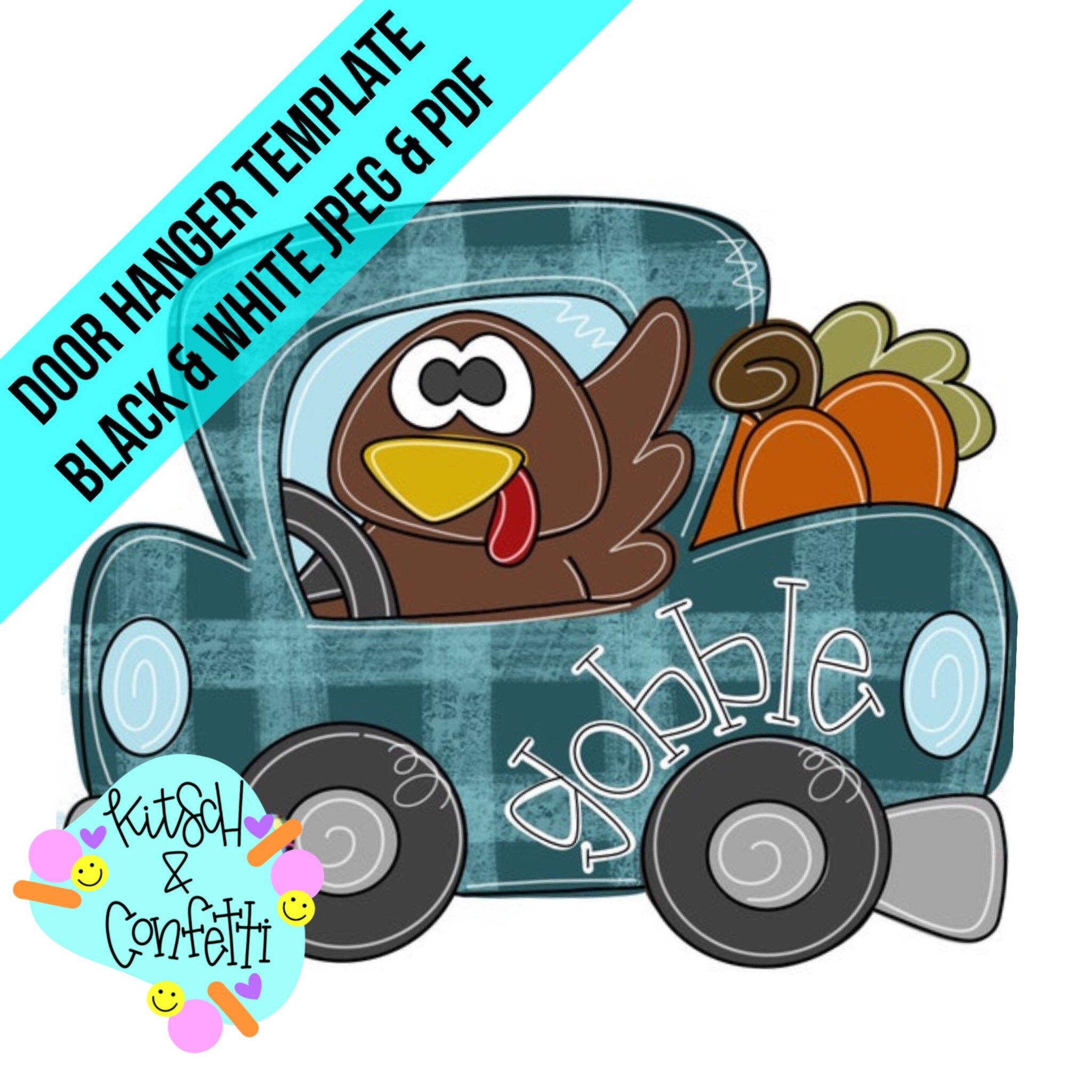 TEMPLATE: Turkey Door Hanger Template Thanksgiving Door - Etsy