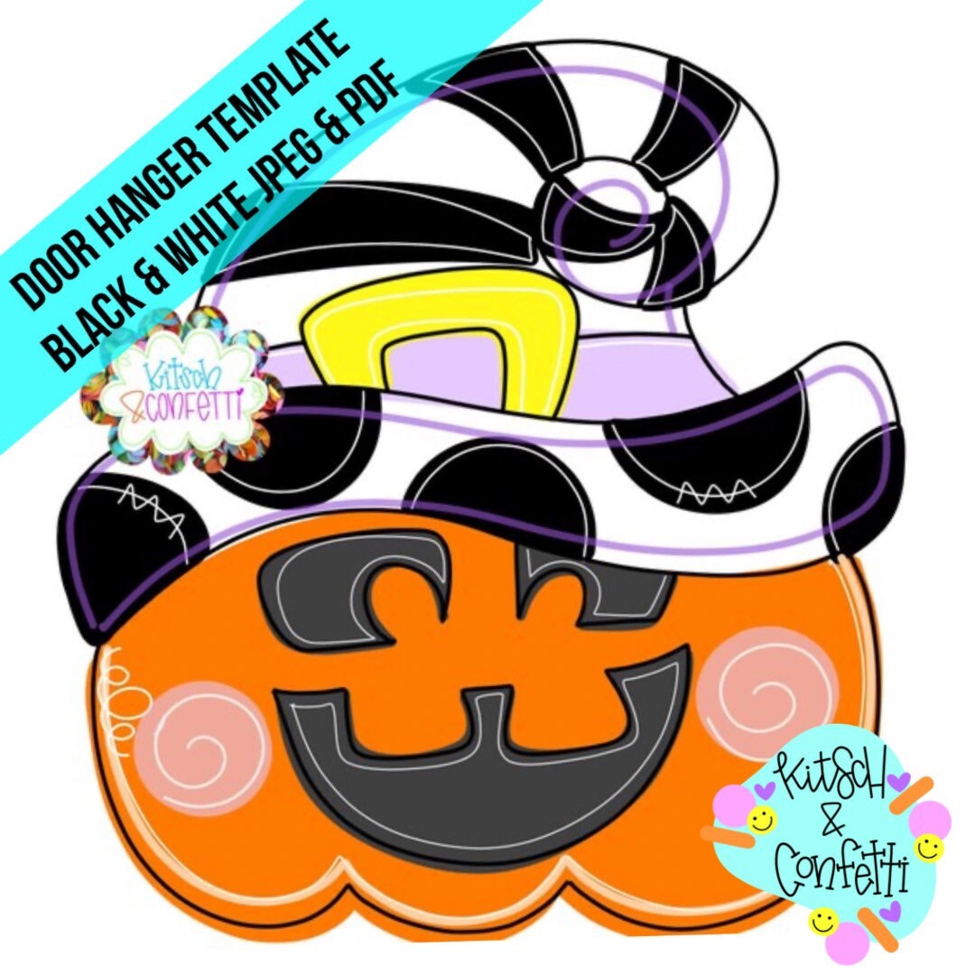 TEMPLATE: Pumpkin Door Hanger Template, Jack O Lantern Door Hanger ...